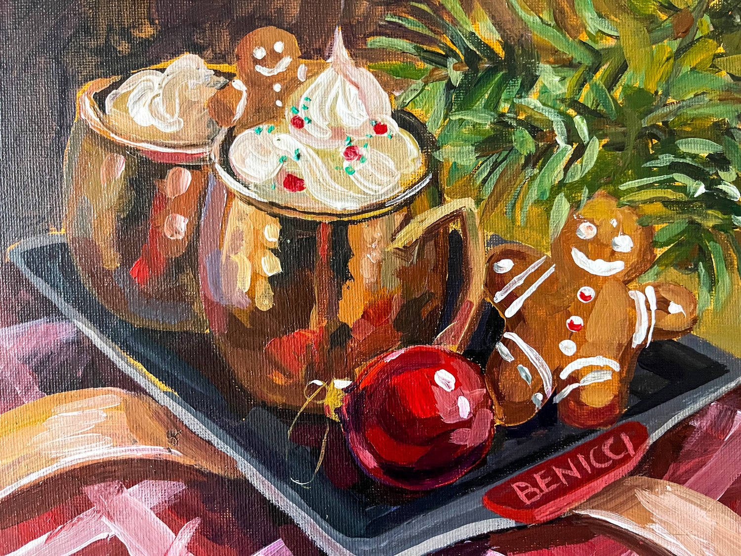 Crafting the Christmas Spirit: Acrylic Still Life Of Festive Table In ...