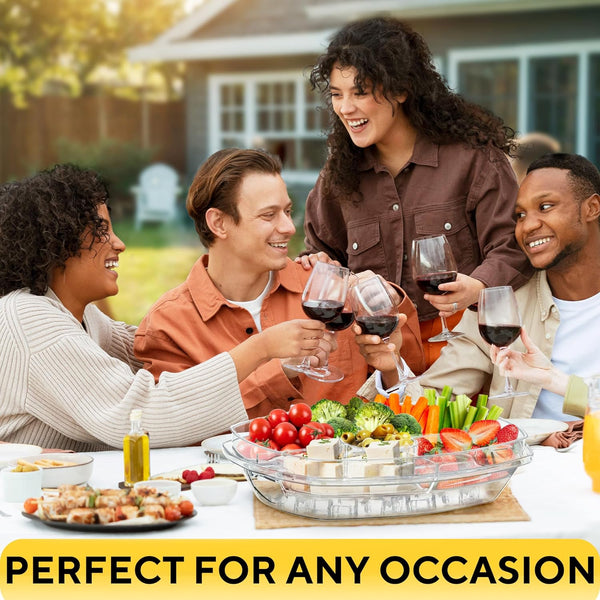 Chilled Serving Tray with Ice - Premium Cold Platter for Parties w/ 4 ...