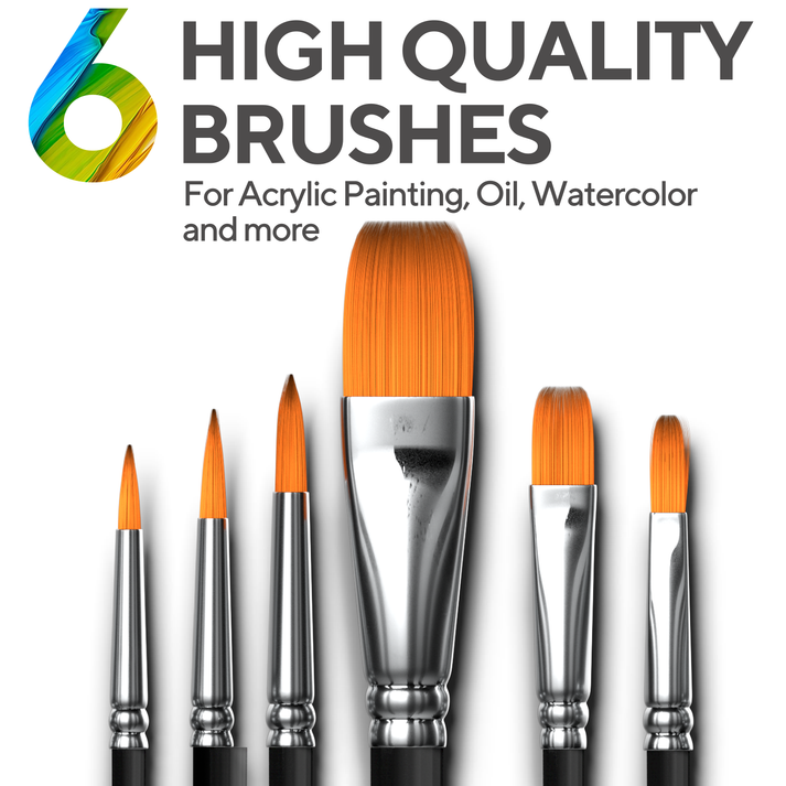 Complete Acrylic Paint Set – 12х Rich Pigment Colors & 6x Art Brushes ...